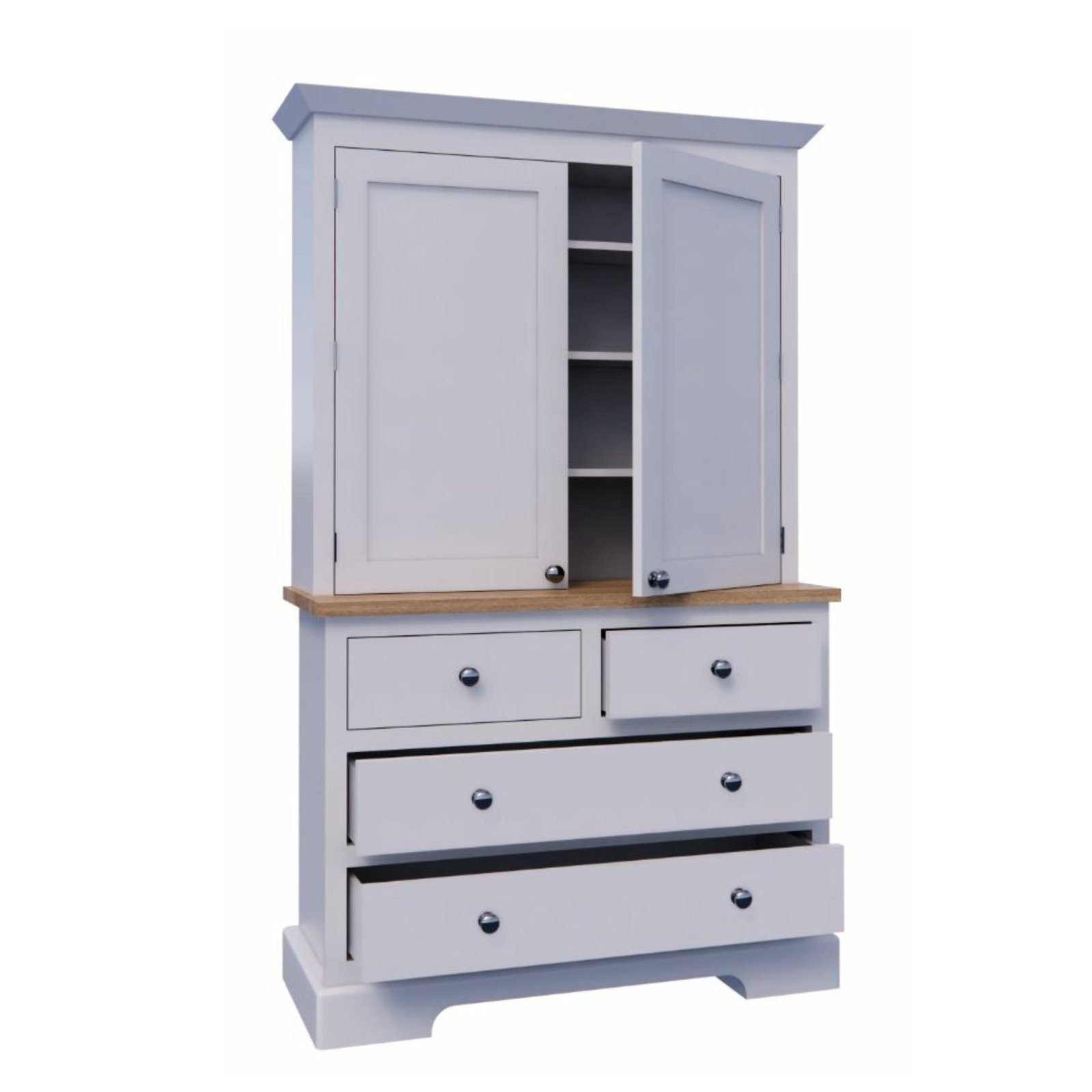 4 drawer chest, with solid doors dresser - TSW (Wholesale) Ltd